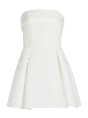 Amsale Box-pleated Faille Minidress