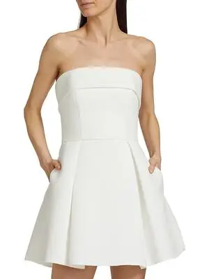 Amsale Box-pleated Faille Minidress