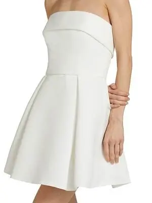 Amsale Box-pleated Faille Minidress