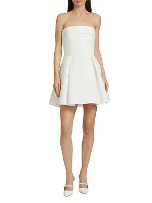 Amsale Box-pleated Faille Minidress