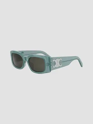Celine Triomphe 53mm Rectangular Sunglasses - Transparent Teal Grey