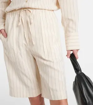 TOTEME Pinstripe Twill Shorts - White