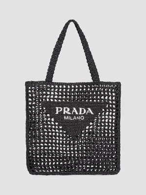 Prada Prada Large Crochet Tote Bag Black