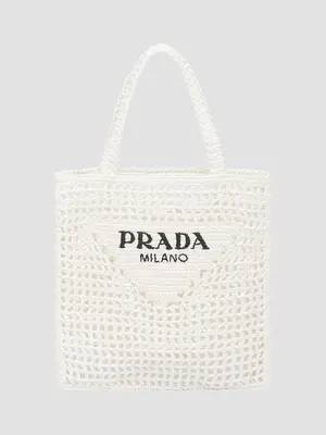 Prada Prada Large Crochet Tote Bag White