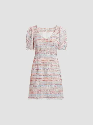 Santorelli Bianca Cotton-blend Tweed Short-sleeve Minidress