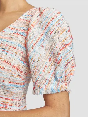 Santorelli Bianca Cotton-blend Tweed Short-sleeve Minidress
