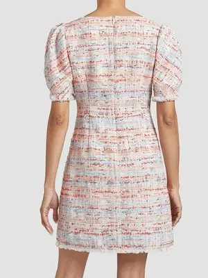 Santorelli Bianca Cotton-blend Tweed Short-sleeve Minidress