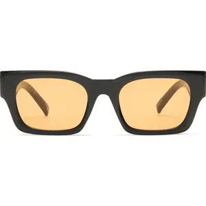 Le Specs Shmood Rectangular Sunglasses - Black/ Amber Tint