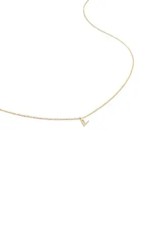 Monica Vinader Initial Pendant Necklace - 14kt Solid Gold - V