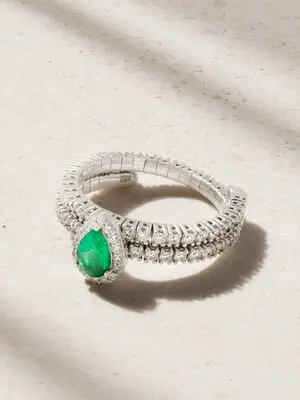 AMRAPALI LONDON 18-karat White Gold, Diamond And Emerald Ring - Green