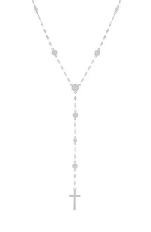 Lana Jewelry 14k Cross Disc Lariat Necklace - White Gold