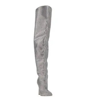 Paris Texas Crystal-embellished Over-the-knee Boots - Grey