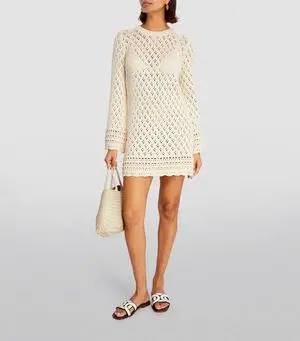 FRAME Crochet Shift Mini Dress