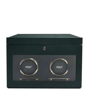 Wolf Vegan Leather Double Watch Winder - Green