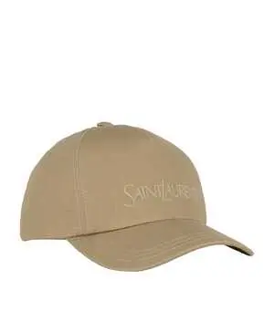 Saint Laurent Cotton-linen Baseball Cap - Nude