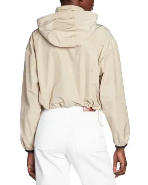 Moncler Leda Hooded Cropped Parka - Beige