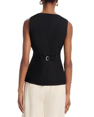 FORE Button-front Linen Blend Vest