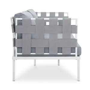 MODWAY Harmony Outdoor Patio Aluminum Loveseat - White Gray