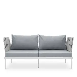 MODWAY Harmony Outdoor Patio Aluminum Loveseat - White Gray
