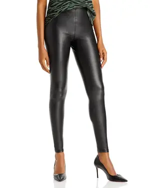 Aqua Faux Leather High Waist Leggings Exclusive - Black