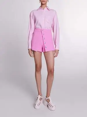 Maje Panelled Tweed Shorts - Pink