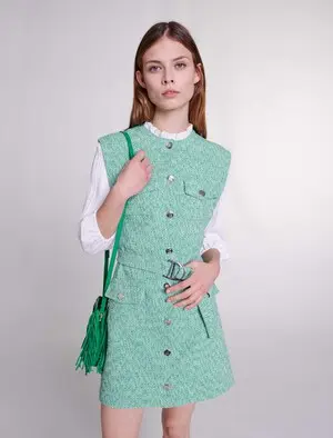 Maje Dual-material Tweed Dress