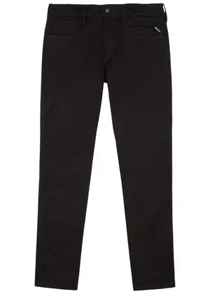 REPLAY Anbas Hyperflex Re-used Slim-leg Jeans - Black