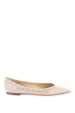 Valentino Garavani VALENTINO GARAVANI Patent Leather Rockstud Ballet Flats - Pink