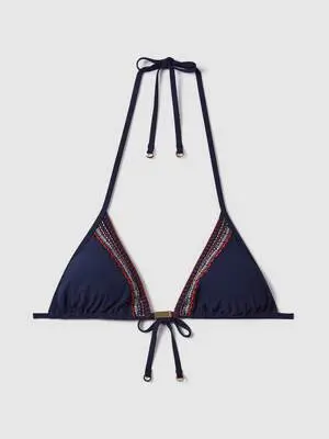 REISS Marissa Embroidered Triangle Bikini Top