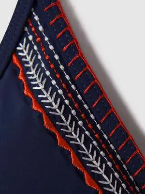 REISS Marissa Embroidered Triangle Bikini Top