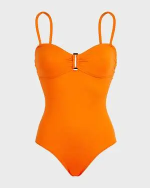 Vilebrequin Lucette Bandeau One-Piece Swimsuit Orange
