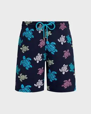 Vilebrequin Stretch Long Swim Shorts Tortues Multicolores Mdb Okorise - Blue
