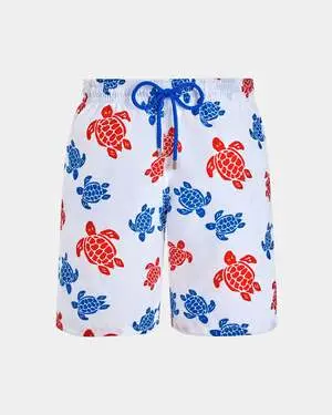 Vilebrequin Long Swim Trunks Tortues Multicolores Swimwear Okoa - White