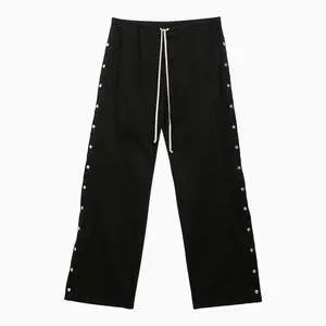 Rick Owens Drkshdw Wide Trousers With Metal Buttons - Black