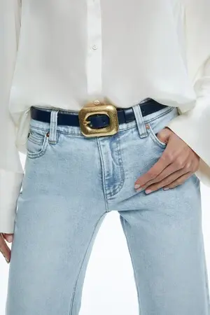 Alice + Olivia Letty Buckle Belt - Navy