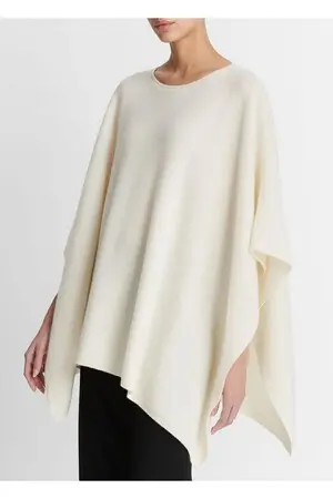Vince Reverse-Jersey Cashmere Boat-Neck Poncho - White