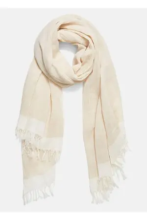 Vince Border-stripe Cotton Scarf - White