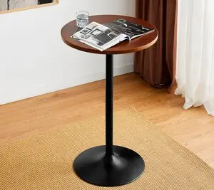 GLITZHOME Modern Bar Table With Round Top And M Etal Base