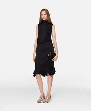 Stella McCartney Ruffled-hem Satin Midi Skirt
