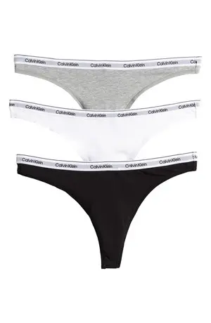 Calvin Klein 3-pack Cotton Thongs Grey/ Black/ White