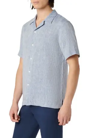 Bugatchi Jackson Shaped Fit Linen Button-up Camp Shirt