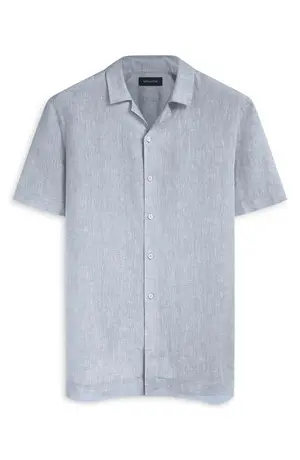 Bugatchi Jackson Shaped Fit Linen Button-up Camp Shirt
