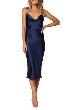 PETAL & PUP Persia Satin Sheath - Navy