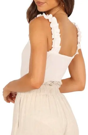 PETAL & PUP Heidi Ruffle Strap Tank Bodysuit - White
