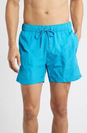 OPEN EDIT Crinkled Nylon Swim Trunks Blue Danube