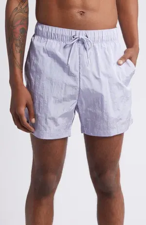OPEN EDIT Crinkled Nylon Swim Trunks Purple Puff