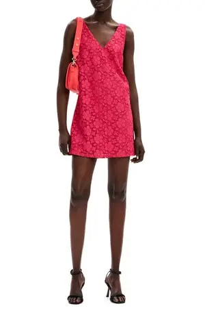 Desigual Floral Lace Minidress - Red