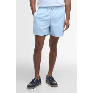 Barbour Staple Logo Embroidered Swim Trunks - Ocean Sky Blue