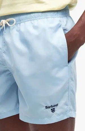 Barbour Staple Logo Embroidered Swim Trunks - Sky