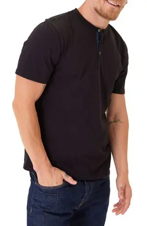 THREADS 4 THOUGHT Chester Classic Short Sleeve Henley - Black